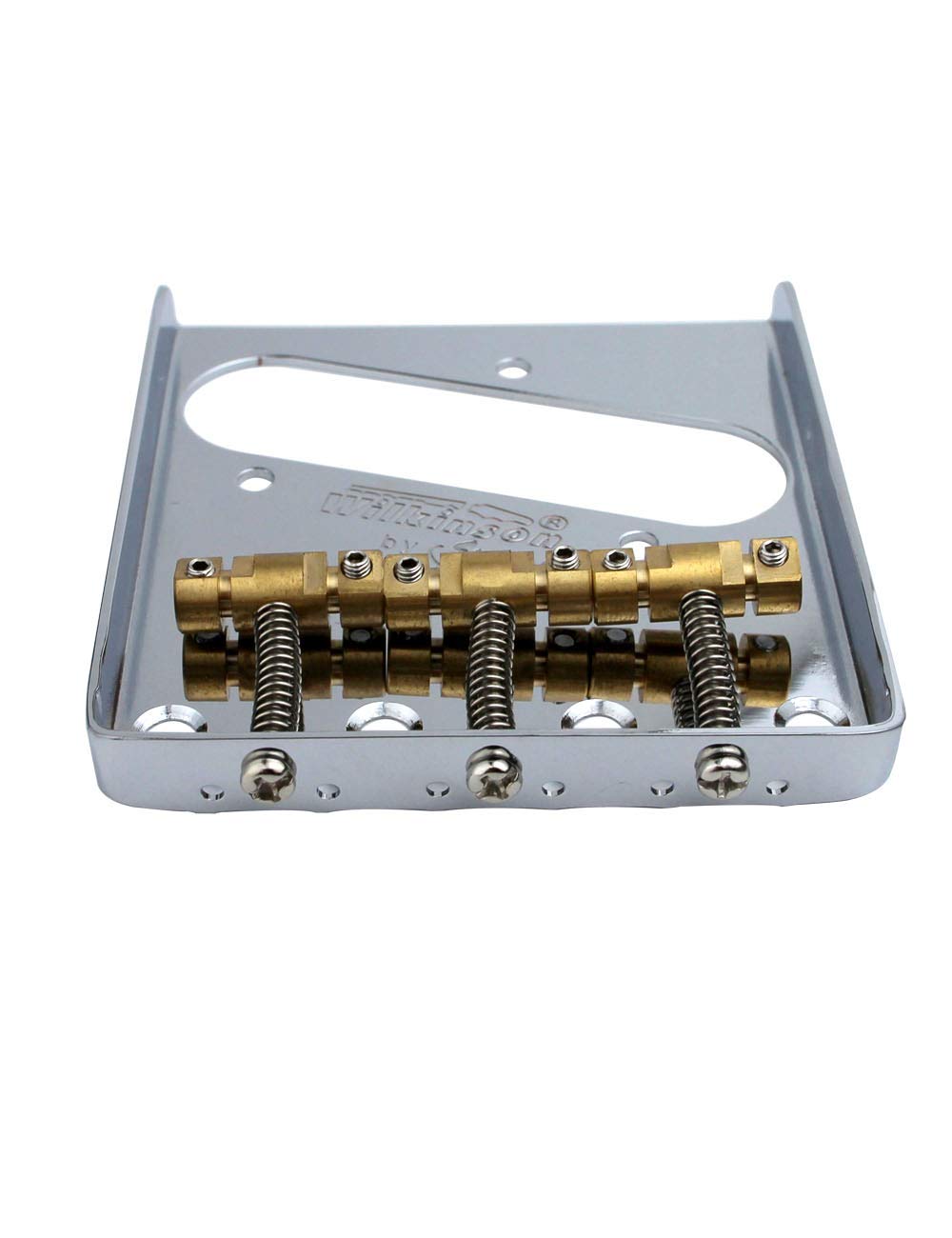 Wilkinson Fixed Guitar Bridge Compensated with 10.8mm Brass Grooves Saddles - WTB Ashtray Bridges Set Replacement for Tele TL Style 6 Strings Electric or Vintage Guitar (Chrome)