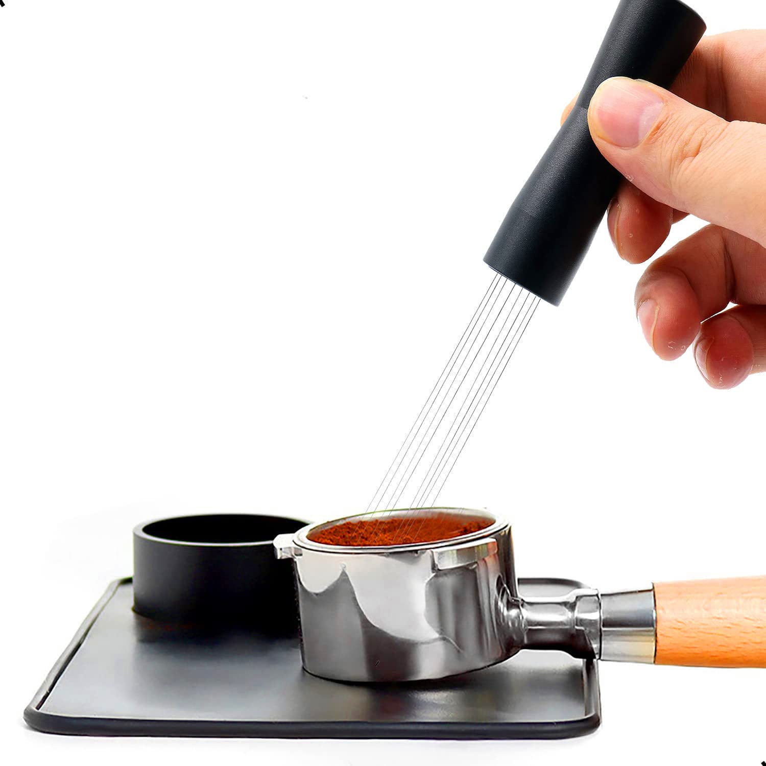 Espresso Coffee Stirrer, Coffee Stirring Tamper WDT Distribution Tool, Needle Type Distributor Hand Stirrer Tool (Black)