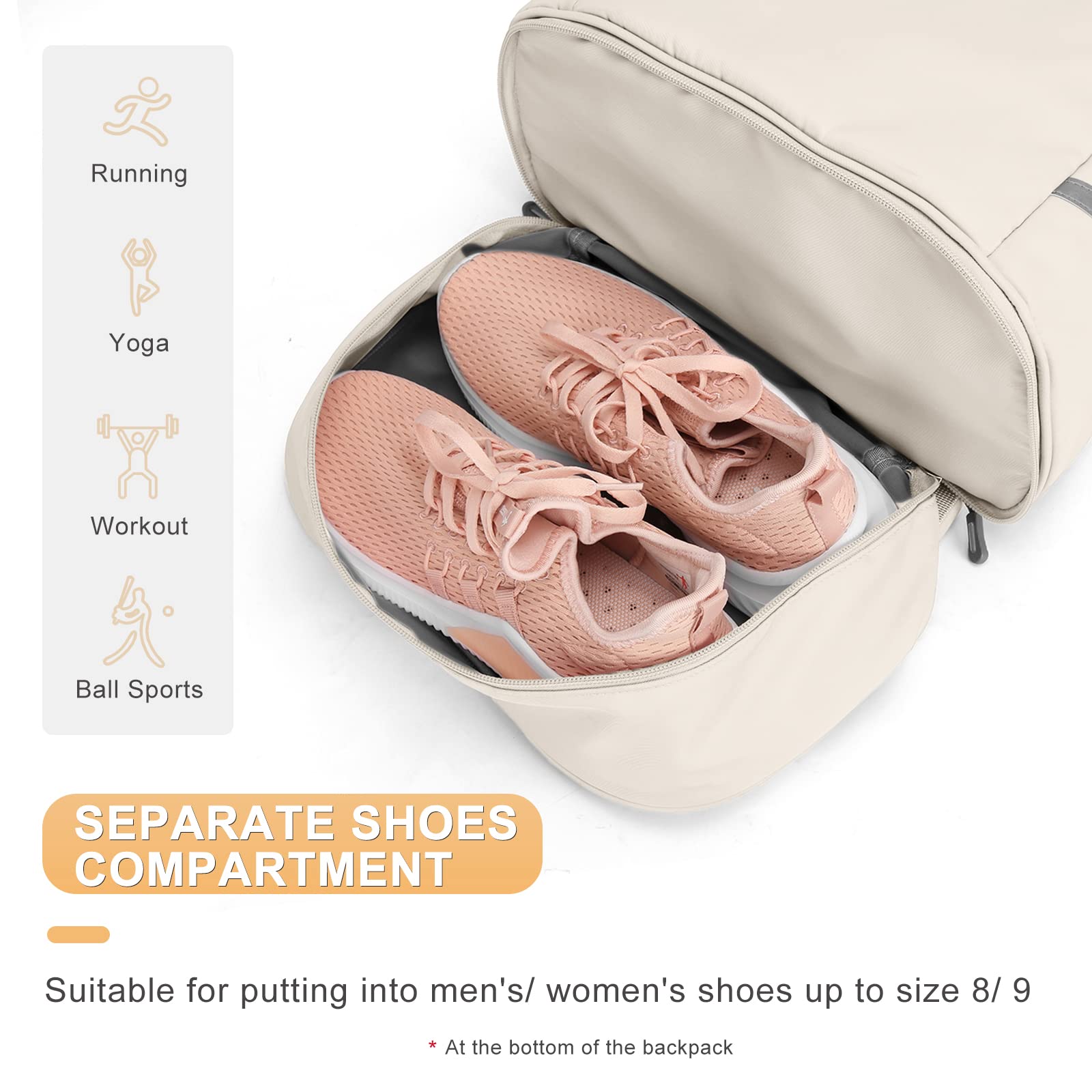 coofay Small Gym Backpack For Women Waterproof Backpack With Shoe Compartment Lightweight Travel Backpack Sports Backpack Large Gym Bag