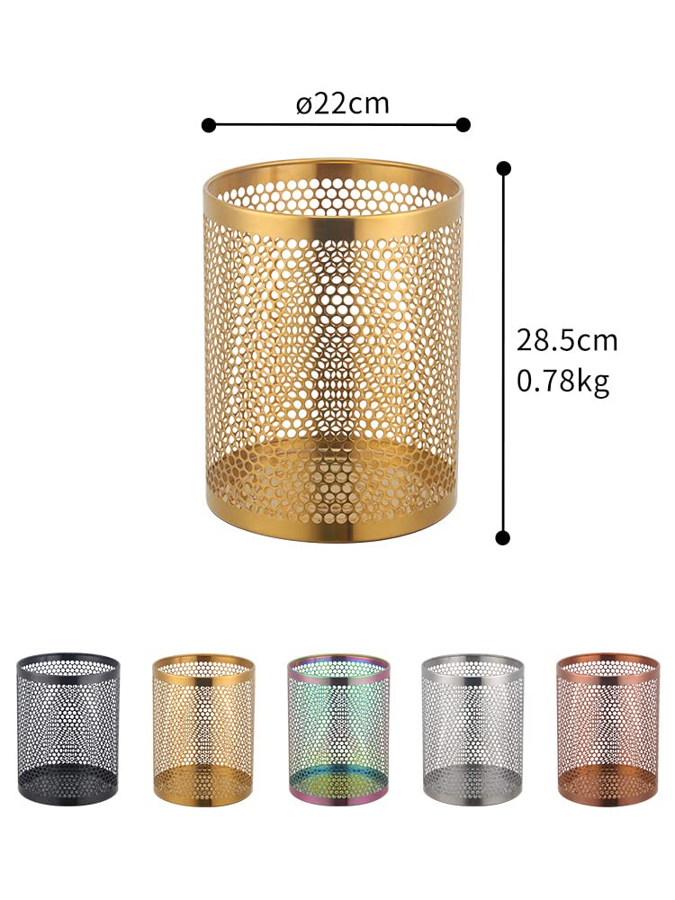 QOBIMOON Mesh Wastebasket Round Mesh Stainless Steel Wastebasket Trash Can Recycling Bin for Home, Office, Bathroom, Bedroom & Kitchen, 3.5 Gallon / 12L, 11" H x 10" D Garbage Can-Rose Gold