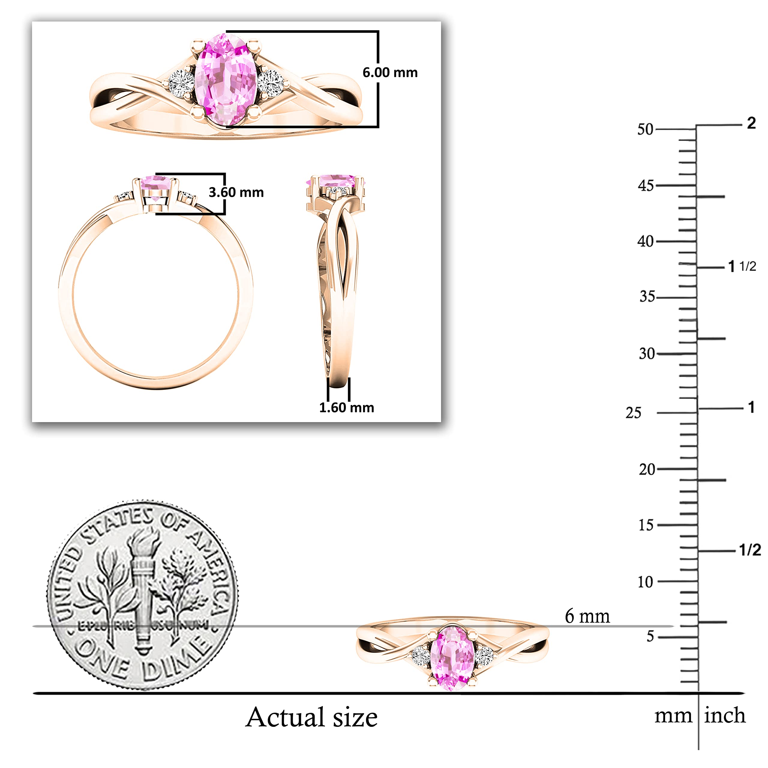 Dazzlingrock Collection 6X4mm Oval Pink Sapphire & Round White Diamond Engagement Ring for Women in 10K Rose Gold, Size 8