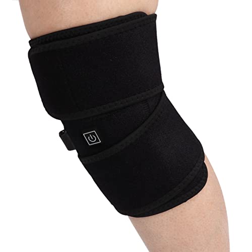 Demeras Knee Heating Pad, Black Heated Knee Brace Wrap USB Power Supply 2Pcs Portable for Pain Relief for Adults