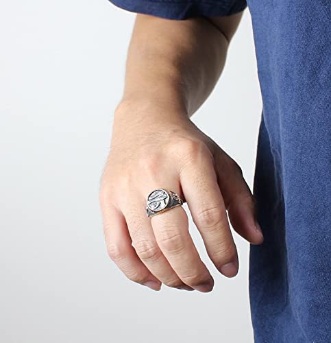 COSUMOSU 925 Sterling Silver Egyptian Eye of Horus Ankh Cross Ring Adjustable for size US 9~12