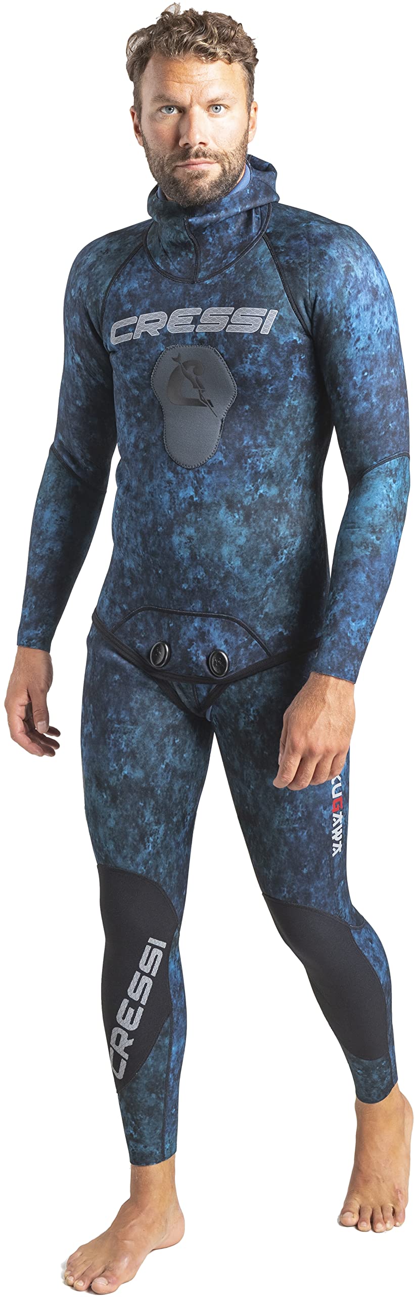 Cressi mens Two-Piece 2 pieces Spearfishing Wetsuits, Camo Blue, Medium US