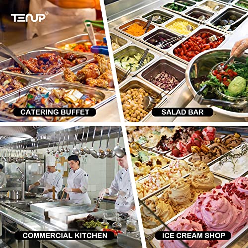 TENUP 6 Pack Anti-Jam Hotel Pans, 1/3 Size 6 Inch Deep, NSF, Commercial 18/8 Stainless Steel Pan,Steam Table Pan, Catering Food Pan