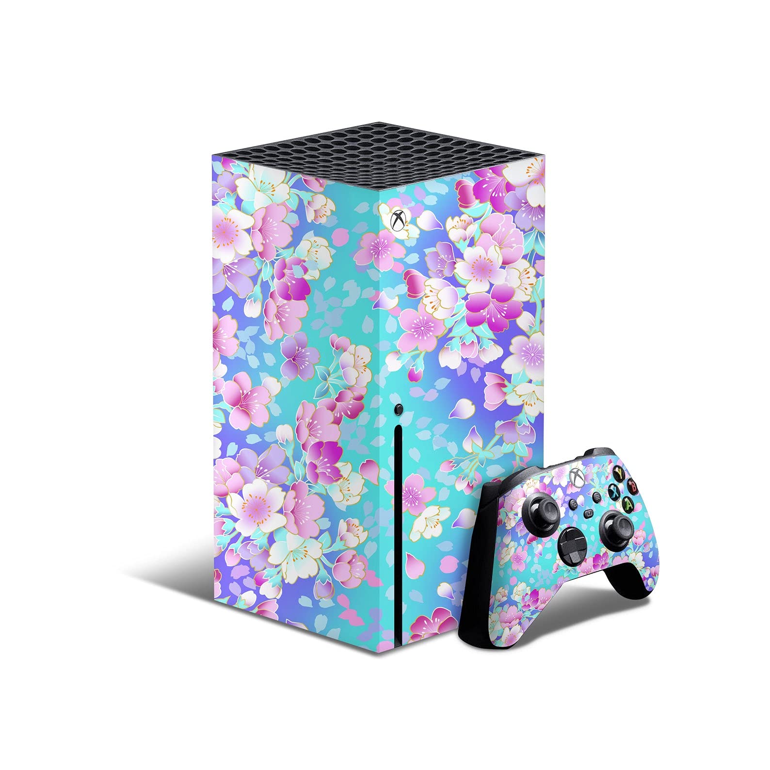 ZOOMHITSKINS Compatible with X1 Series X, Floral Pastel Pink Blue Sakura Cherry Blossom, Durable, Bubble-free, Made in USA