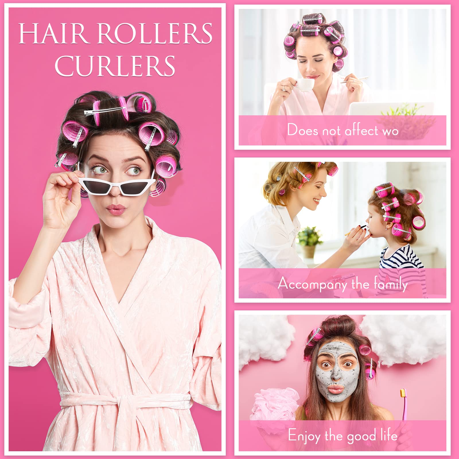 Hair Curlers and Roller Set: 24 Jumbo Self-Grip Rollers, 24 Duckbill Clips for Volume and Styling - Suitable for All Hair Types and Lengths