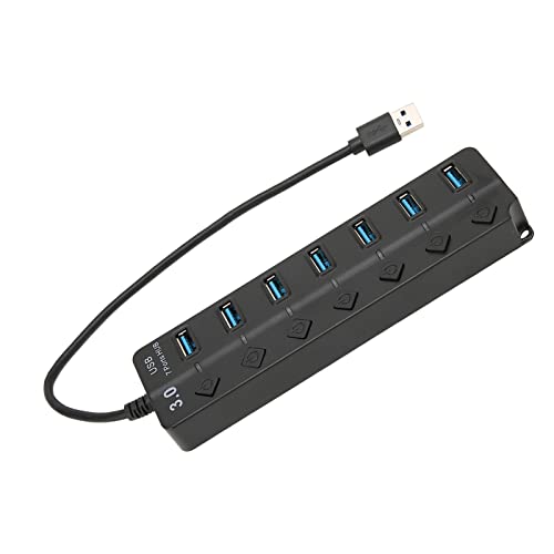 Demeras USB3.0 Hub, 5Gbps Small High Speed Transmission USB3.0 Splitter Wide Compatibility for Mouse for Mobile Hard Disk for Keyboard(Black)