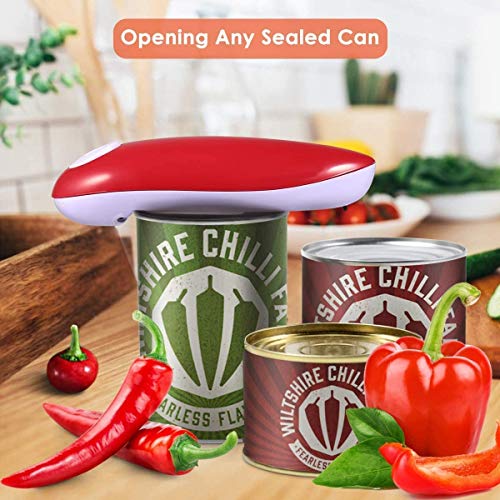 FlyBanbooElectric Can Opener, Restaurant can Opener, Smooth Edge Automatic Electric Can Opener Chef's Best Choice, Best Kitchen Gadget for Arthritis, Red, A239