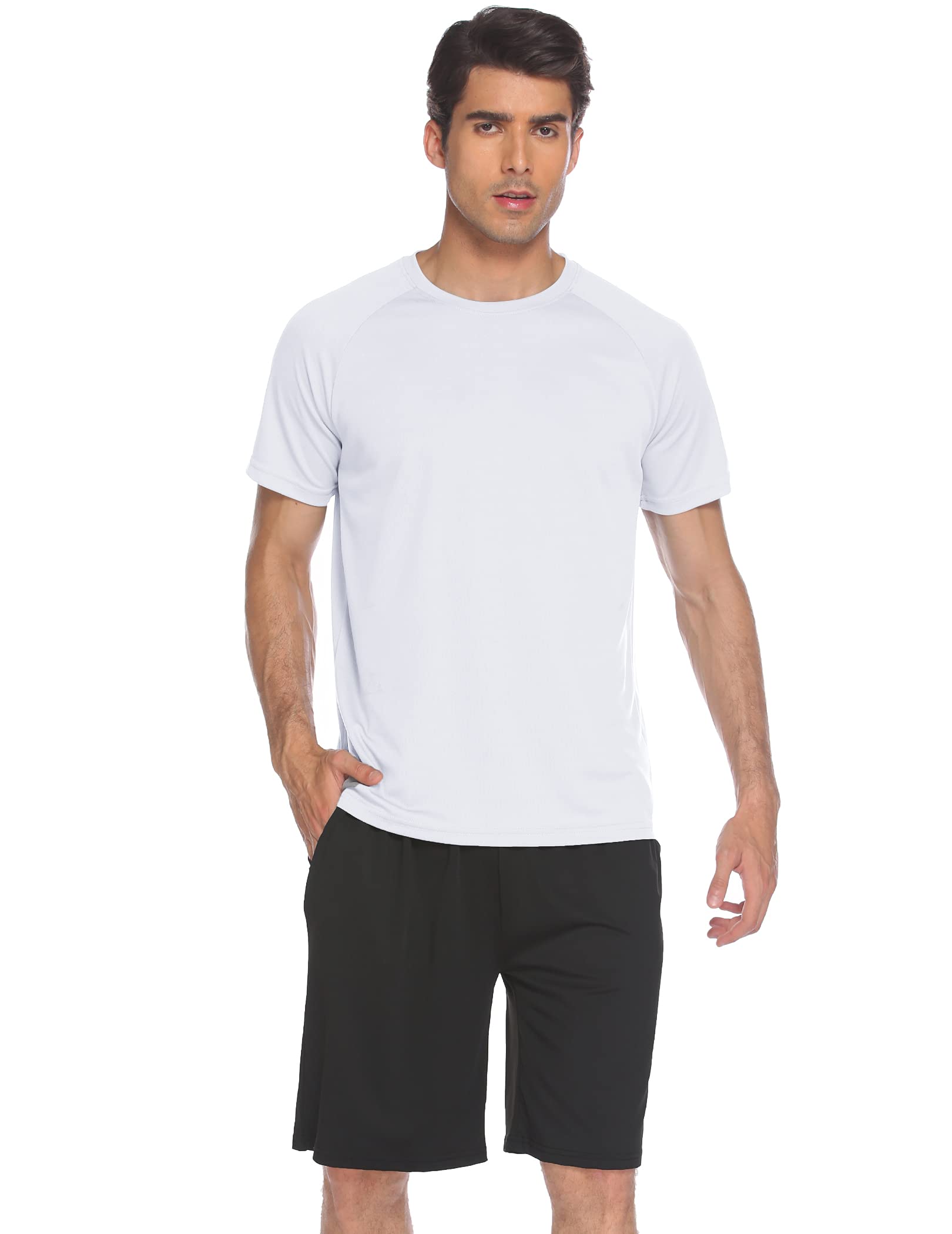 COOrun Men's Workout Tracksuit Short Sleeve for Running Jogging Athletic Sports T-Shirts and Shorts Suit Set