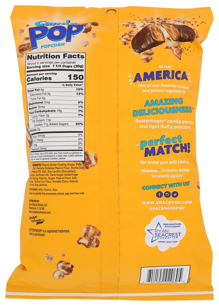 Cookie Pop Popcorn Butterfinger Popcorn 5.25 OZ (Pack of 2)