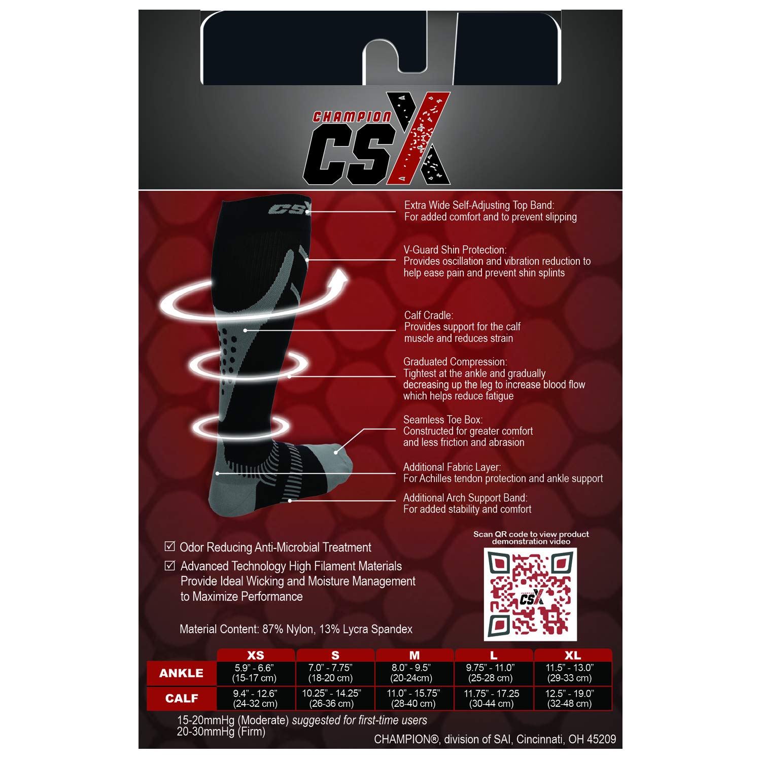 CSX Compression Socks for Men and Women, Knee High, Recovery Support, Athletic Sport Fit, Green on Black, Medium (15-20 mmHg)