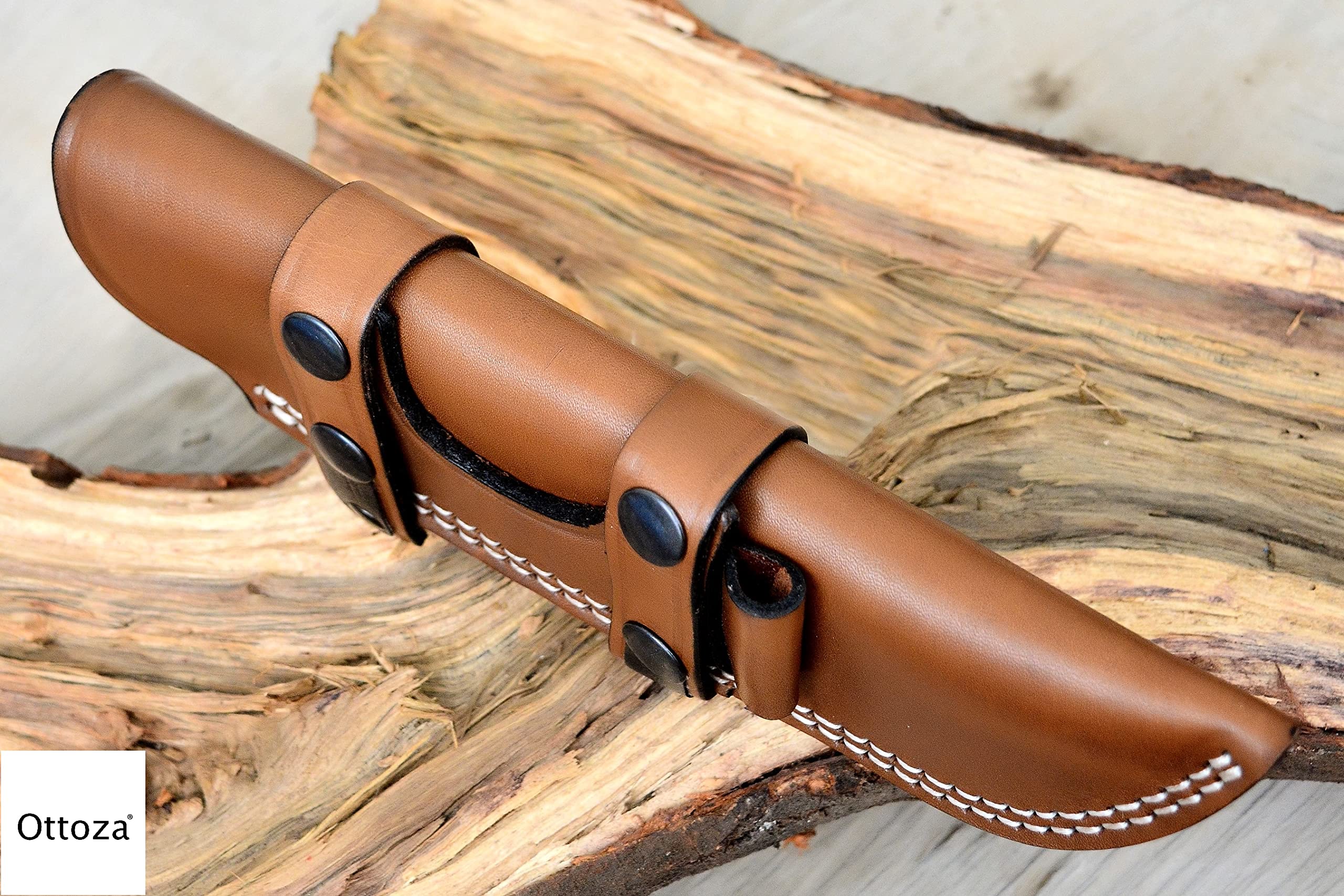 Ottoza TOP GRAIN Leather Knife Sheaths for Fixed Blade Knives, LEFT HAND Leather Knife Sheath for Belt, Leather Knife Holster Belt Knife Holder, Horizontal Knife Sheath for Belt No:102