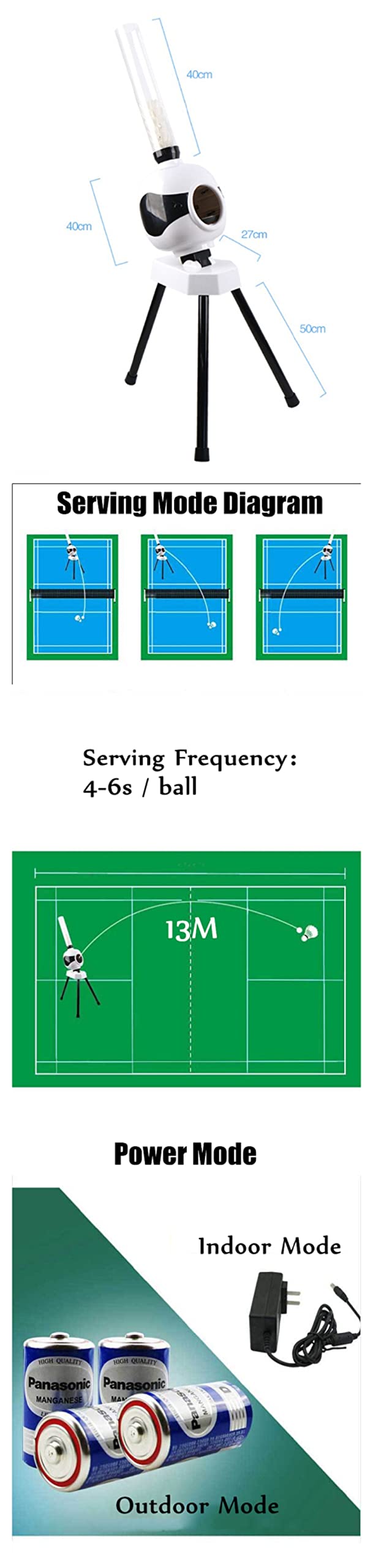 DNYSYSJ Portable Badminton Serve Machine, Automatic Badminton Pitching Machine Badminton Training Machine Automatic Shuttlecock Launcher for Indoor & Outdoor Training