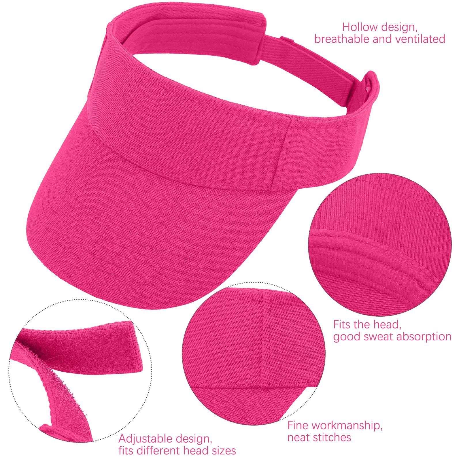 Cooraby 12 Pack Visor Cap Sun Protection Sports Visor Hats Summer Adjustable Wide Brim for Men and Women