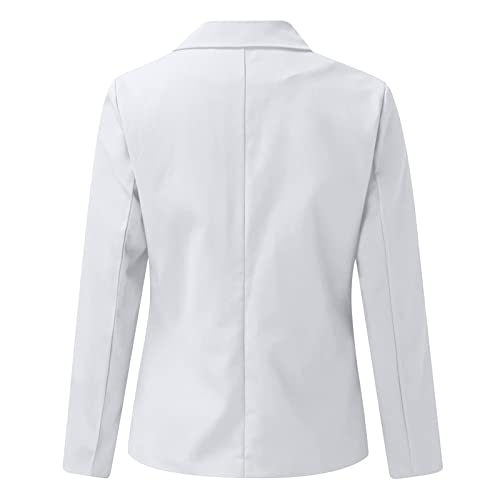 Long Blazer Jackets for Women, Cropped Blazers Women Oversized Blazers Black Leather Blazer Women's Casual Lapel Open Front Sleeve Work Office Suit Jacket Coat and White Striped (M, White-5)