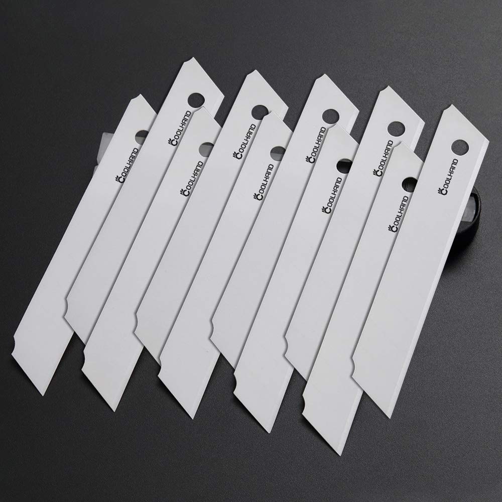 Cool Hand Snap Off Utility Knife Blades 18mm 10-Pack,Quality Zirconia Ceramic, Sharper, Replacement Blades for Box Cutter/Utility Knife, 3.94'' x 0.71'' x 0.025''