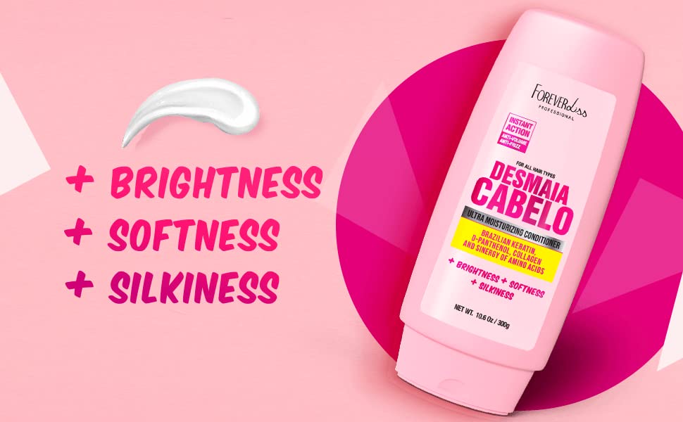 Forever Liss | Shampoo + Conditioner Desmaia Cabelo| Keratin Brasilian and D'Panthenol | deep hydration, Frizz and volume reduction | Smooth effect, Soft and Shiny Hair | All Hair Types
