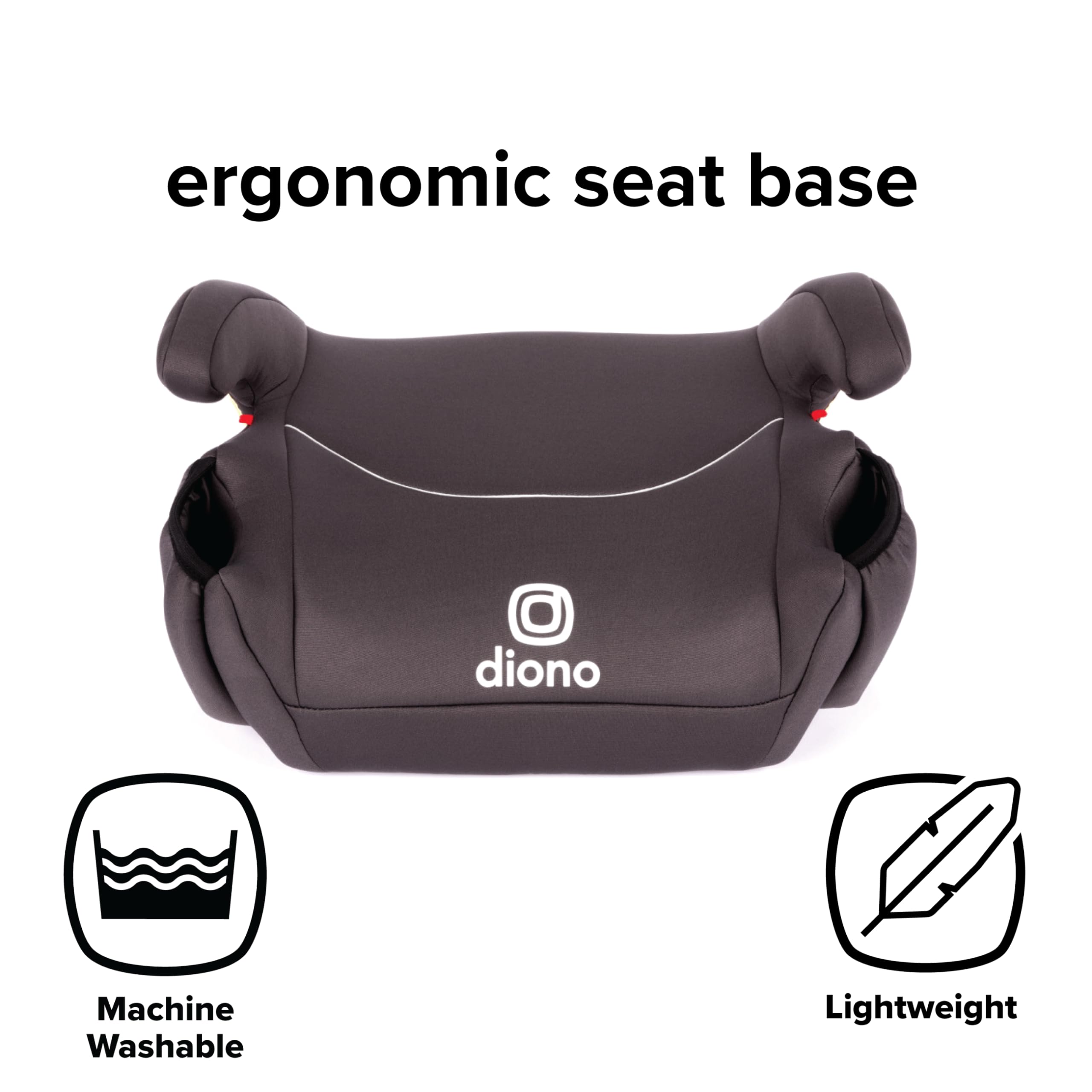 Diono Solana 2022, No Latch, Pack of 2 Backless Booster Car Seats, Lightweight, Machine Washable Covers, Cup Holders, Black