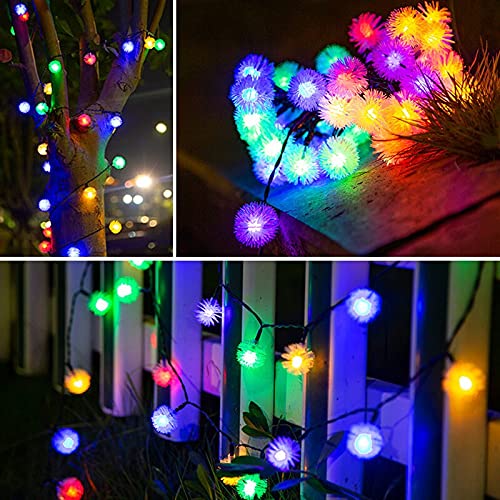 ZukMi Solar Flower String Lights Solar String Lights Outdoor 30 LED Dandelion Solar Patio Lights Waterproof Solar LED Fairy Lights for Garden Yard Christmas Thanksgiving Wedding Party Decoration(RGB)