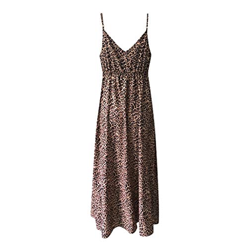 Deep V Neck Sling Dress Leopard Print Butterfly Pattern Maxi Dress Spaghetti Straps Sleeveless Dress Khaki