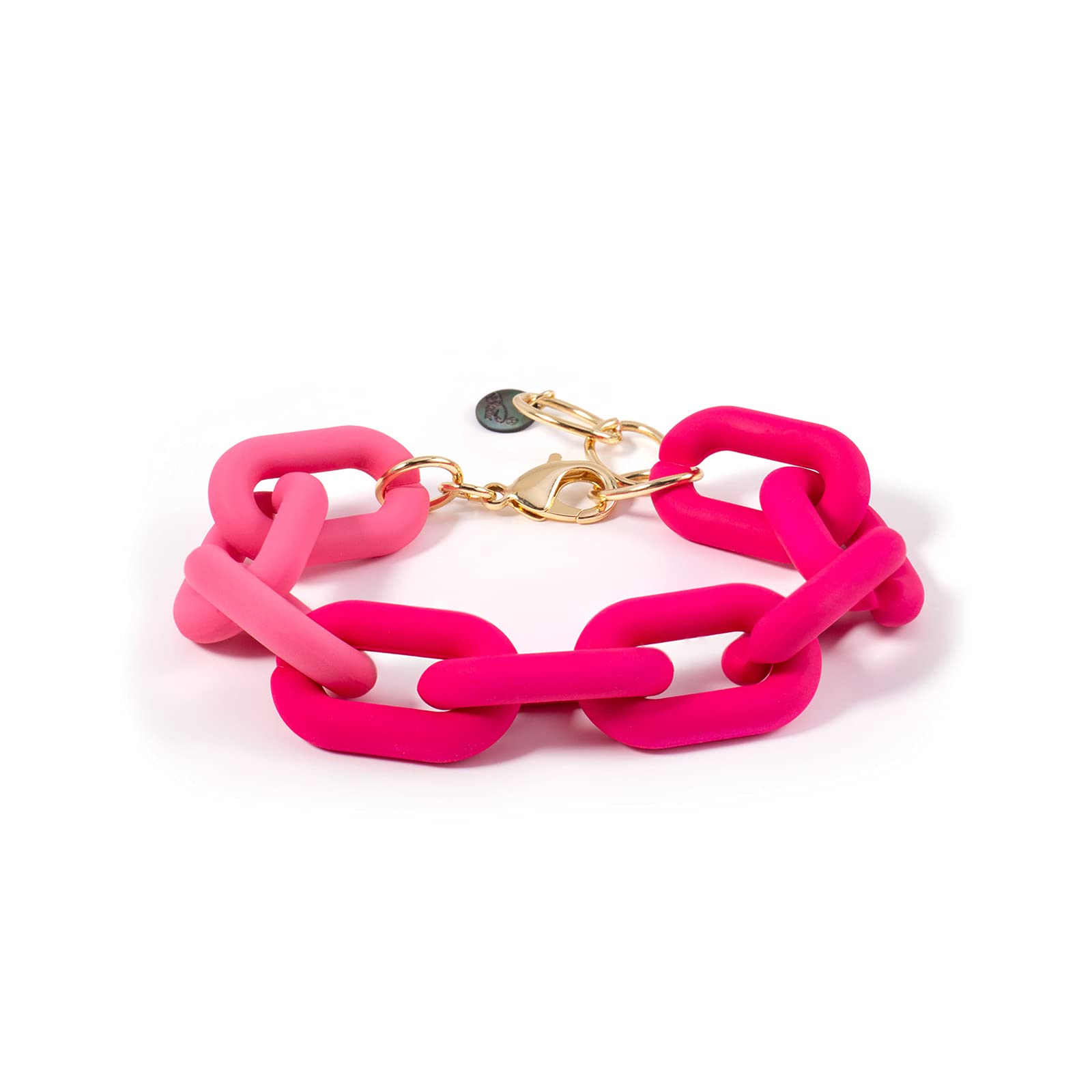 Colorful Summer Chunky Link Bracelets Trendy Minimalist Rainbow Candy Color Resin Link Bracelet Thick Acrylic Paperclip Chain Bracelet Beach Jewelry for Women Gifts-C pink