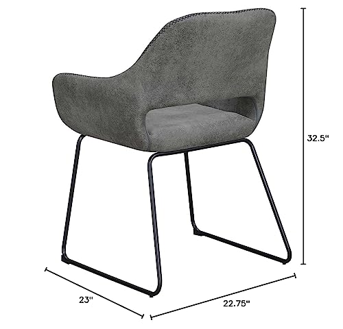 Convenience Concepts Take a Seat Samantha Arm Chair, Antique Gray Faux Suede/Black