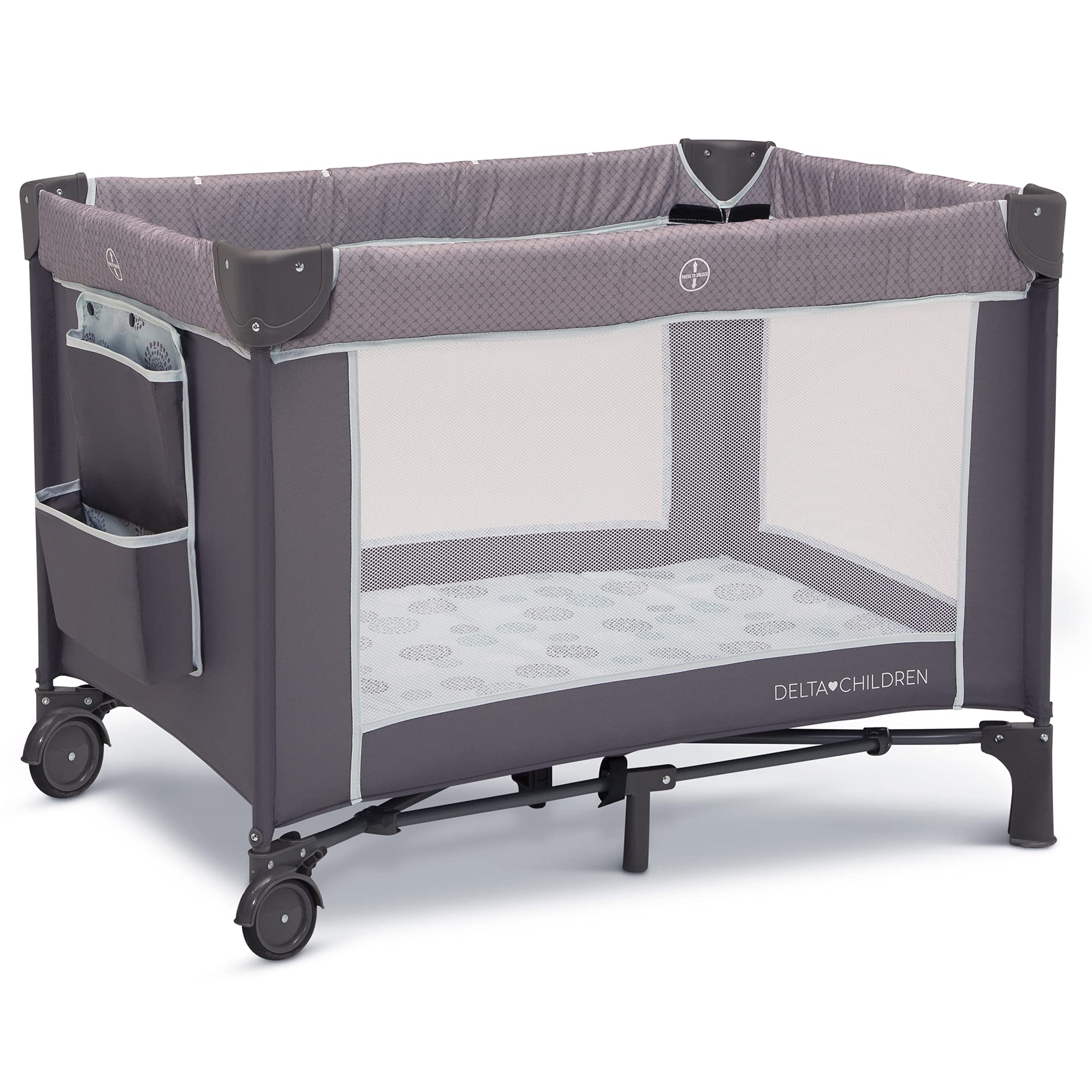 Delta Children LX Deluxe Portable Baby Play Yard with Removable Bassinet & Changing Table, Midnight