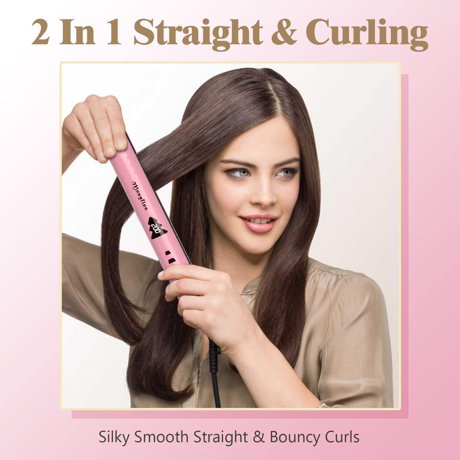 Hair Straighteners, 2 in 1 Ceramic Flat Iron and Curling Iron, Professional Quick Salon Hair Styling Appliances and Tools with Adjustable Temperature 0 ℃ -200 ℃