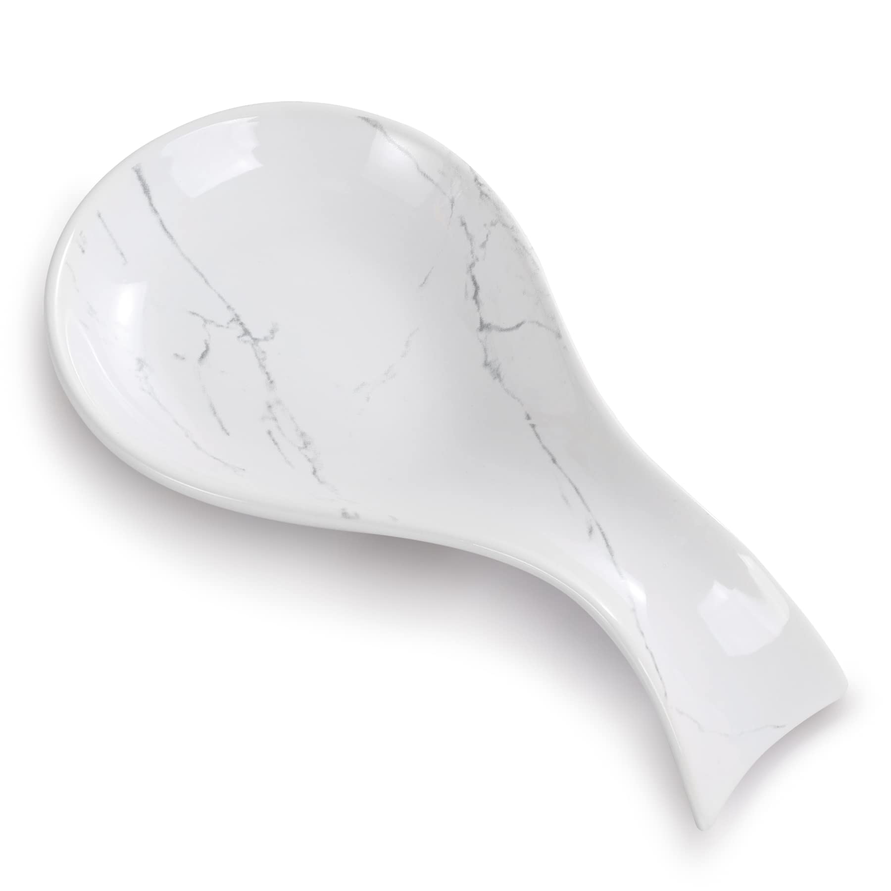 Spoon Rest for Stove Top, Ceramic Spoon Holder, Spoon Rest for Kitchen Counter, White Marble Coffee Spoon Rest, Heat-Resistant Cooking Utensil Rest for Ladles, Spatula, Tong, ANTIS'S HOME