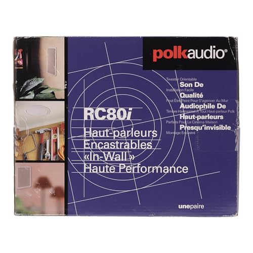 Polk Audio RC80i 2-way Premium In-Ceiling 8" Round Speakers, Set of 2 Perfect for Damp and Humid Indoor/Outdoor Placement - Bath, Kitchen, Covered Porches (White, Paintable-Grille)