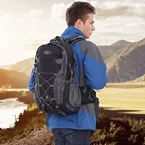 INOXTO lightweight Hiking Backpack 35L/40L Hiking Daypack with Waterproof Rain Cover Camping Backpack for Travel Camping Outdoor for Men and Women (35L Black)