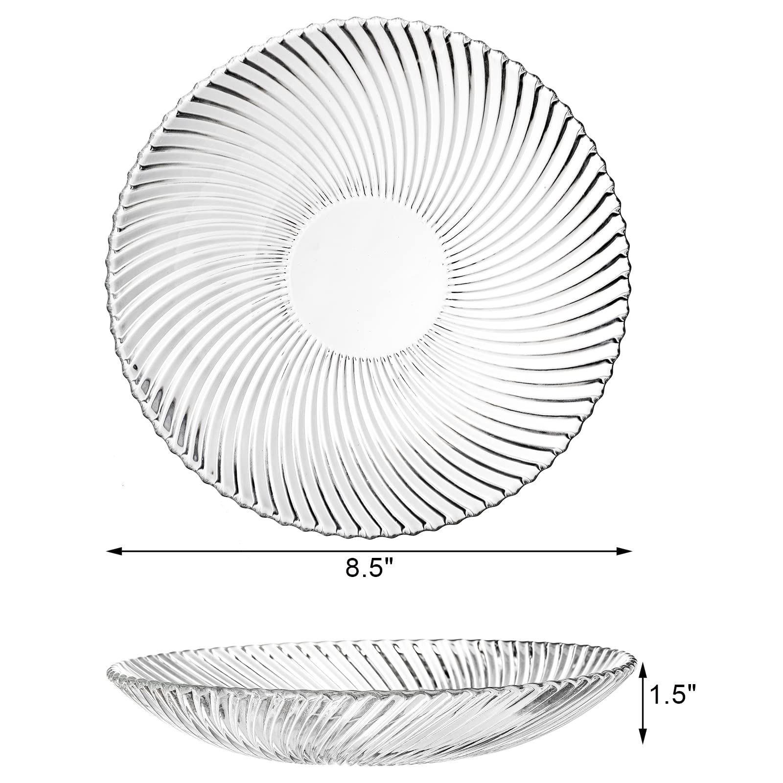 Fasmov 8 Pack 8.5 Inch Glass Salad Plates, Fruit Plate Dessert Plate Bread Dish Plates Wedding and Party Plates, Dishwasher Safe Plates