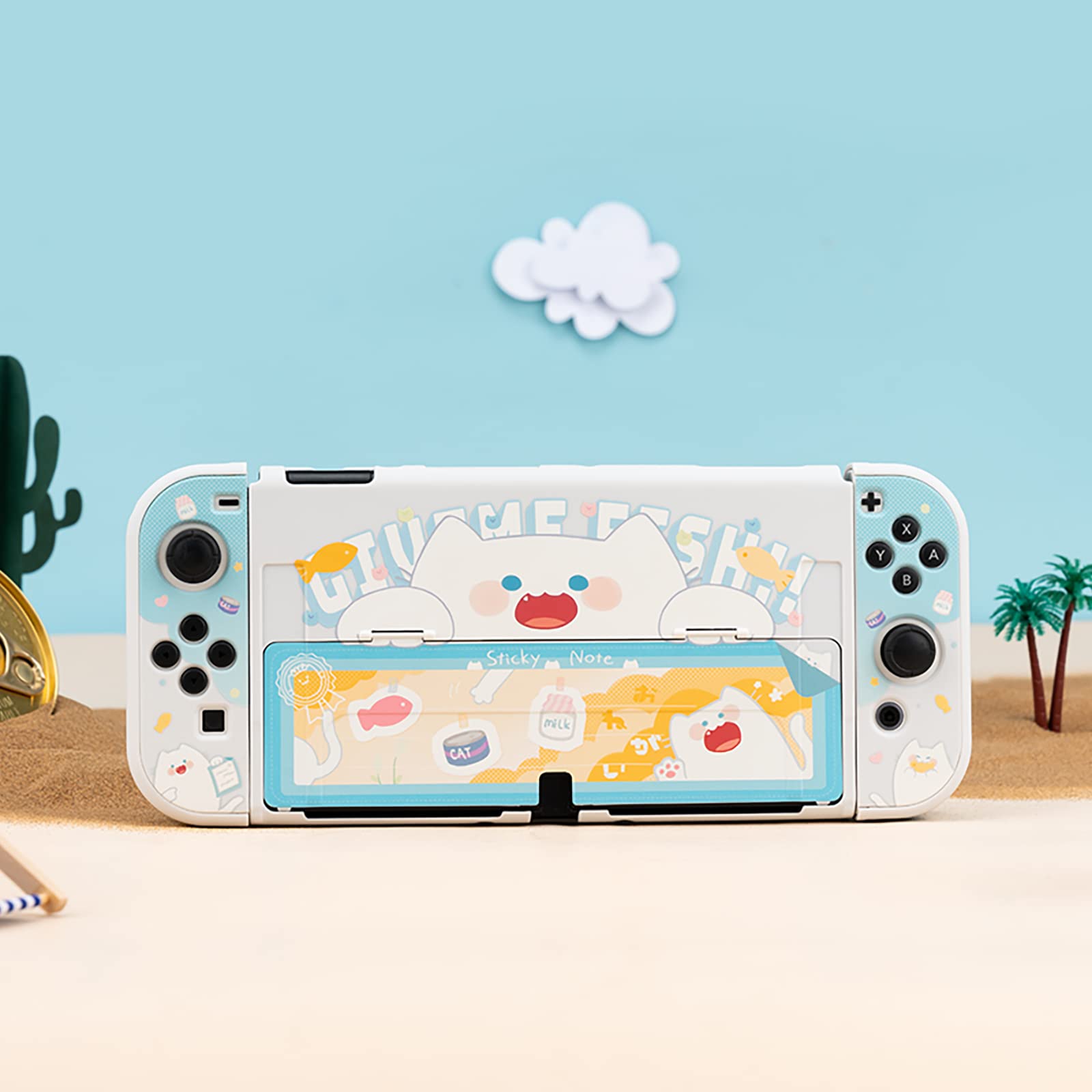 GeekShare Protective Case Slim Cover Case Compatible with Nintendo Switch OLED and Joy Con - Shock-Absorption and Anti-Scratch - BOBO Cat