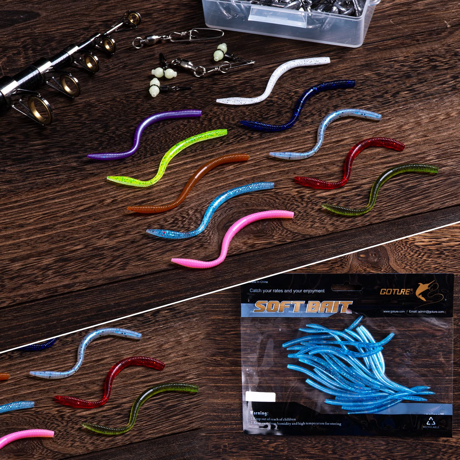 Fishing Soft Plastic Lures Baits Kit Sets for Freshwater with Bass, Trout, Crappie, 20Pcs/Pack