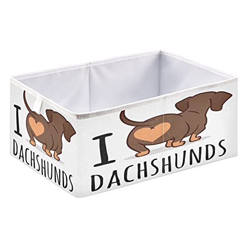 RunningBear Dachshund Dog Storage Basket Storage Bin Square Collapsible Toy Bins Decorative Storage Boxes Organizer for Clothes Towels Magazine