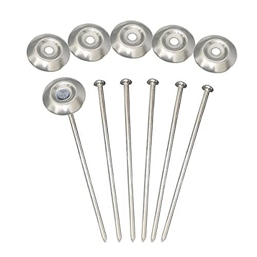 FOMMEN Stainless Steel 304 Patio Rug Stakes 8" RV Rug Stakes, Used for Rugs, Tents, Tarps, RV Mats,No More Moving - Pack of 6