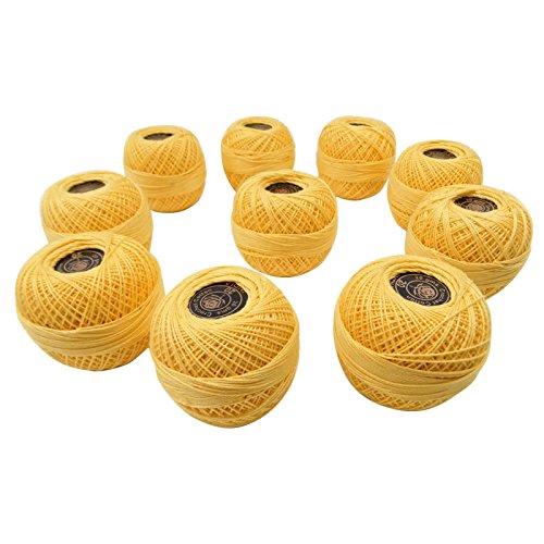 S2J Lot of 10 Pieces Anchor Yellow Cotton Crochet Embroidery Yarn Thread Tatting Ball