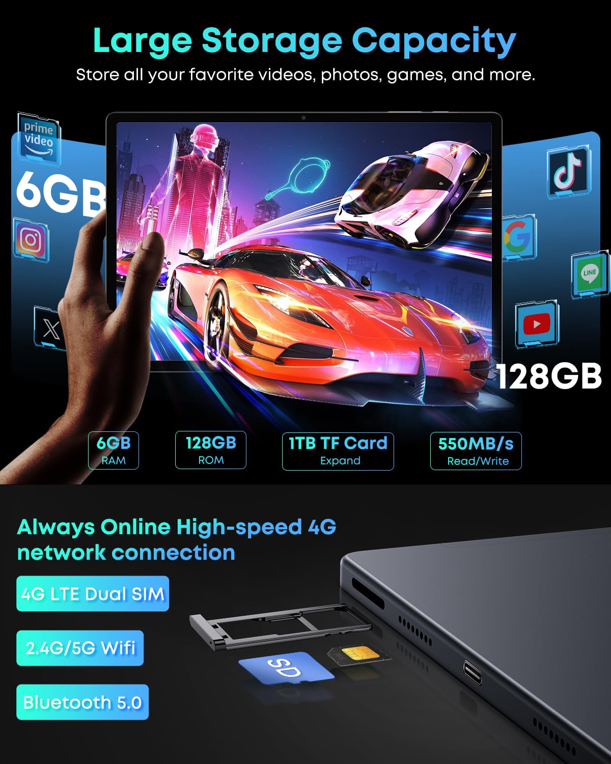 CHUWI Hipad Plus Android 10 Tablet PC, 1080P Display, 8GB 128GB, 13MP+8MP Dual Camera
