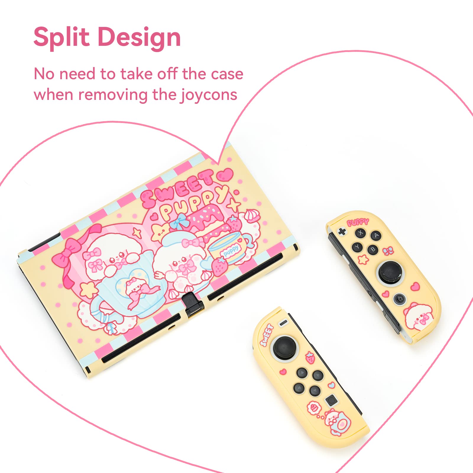 GeekShare Protective Case Slim Cover Case Compatible with Nintendo Switch OLED and Joy-Con - Shock-Absorption and Anti-Scratch(Sweet Puppy)