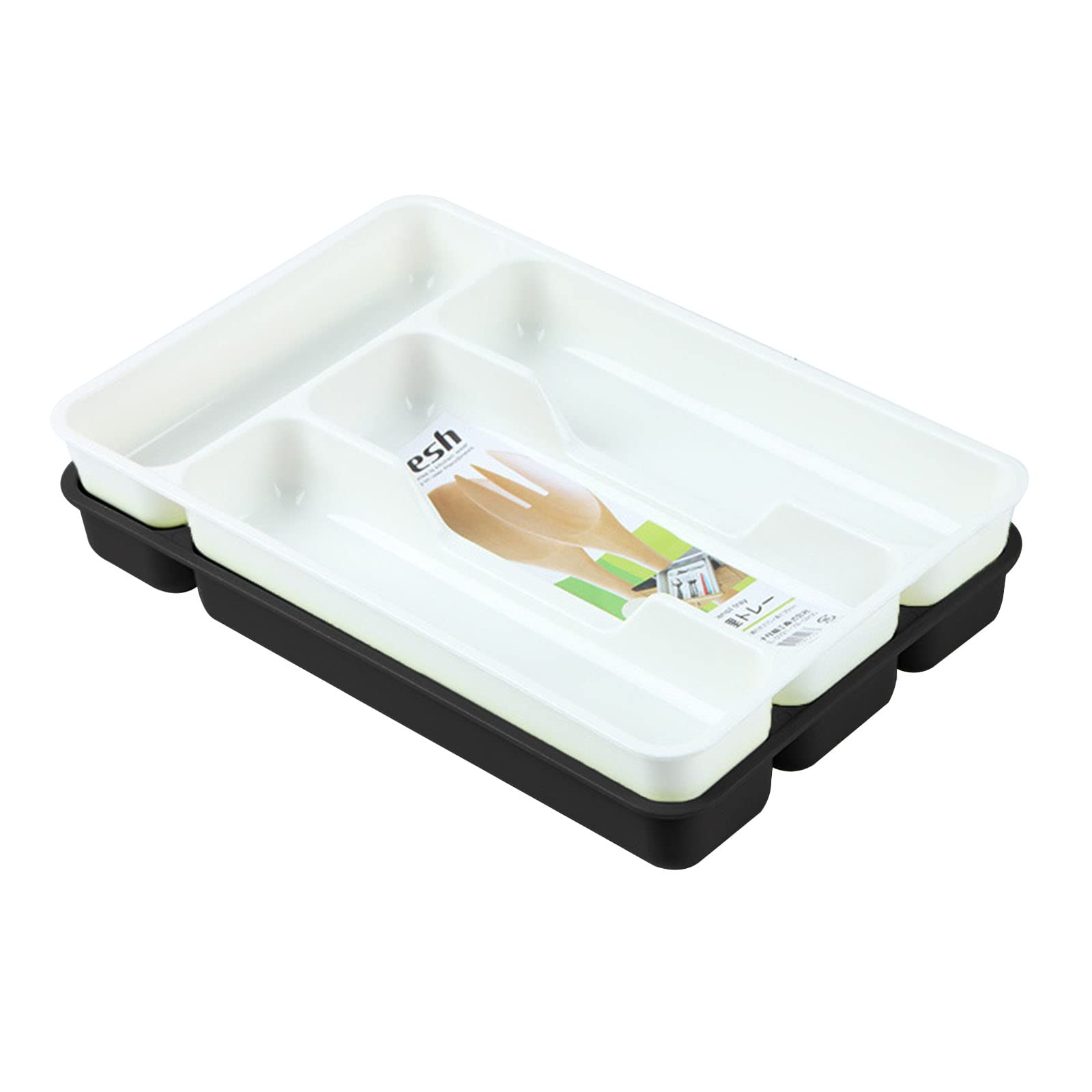 DarklIp 2pcs Organizer Tray For Cutlery Silverware Flatware Kitchen Utensils Holder Drawer Dividers For Knives Fork Spoon Office Tableware Organizer