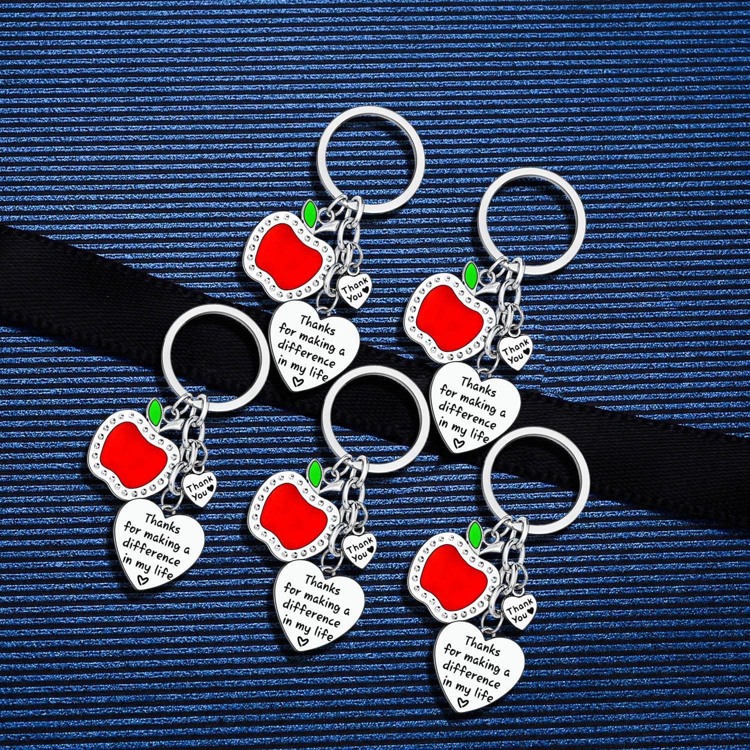 MADHAHEFU Teacher Gifts 5Pcs Teacher Keychains Appreciation Thank You Gift for Teacher Thanksgiving Day Gift Birthday Teachers Day Gift (Gow & Learn)