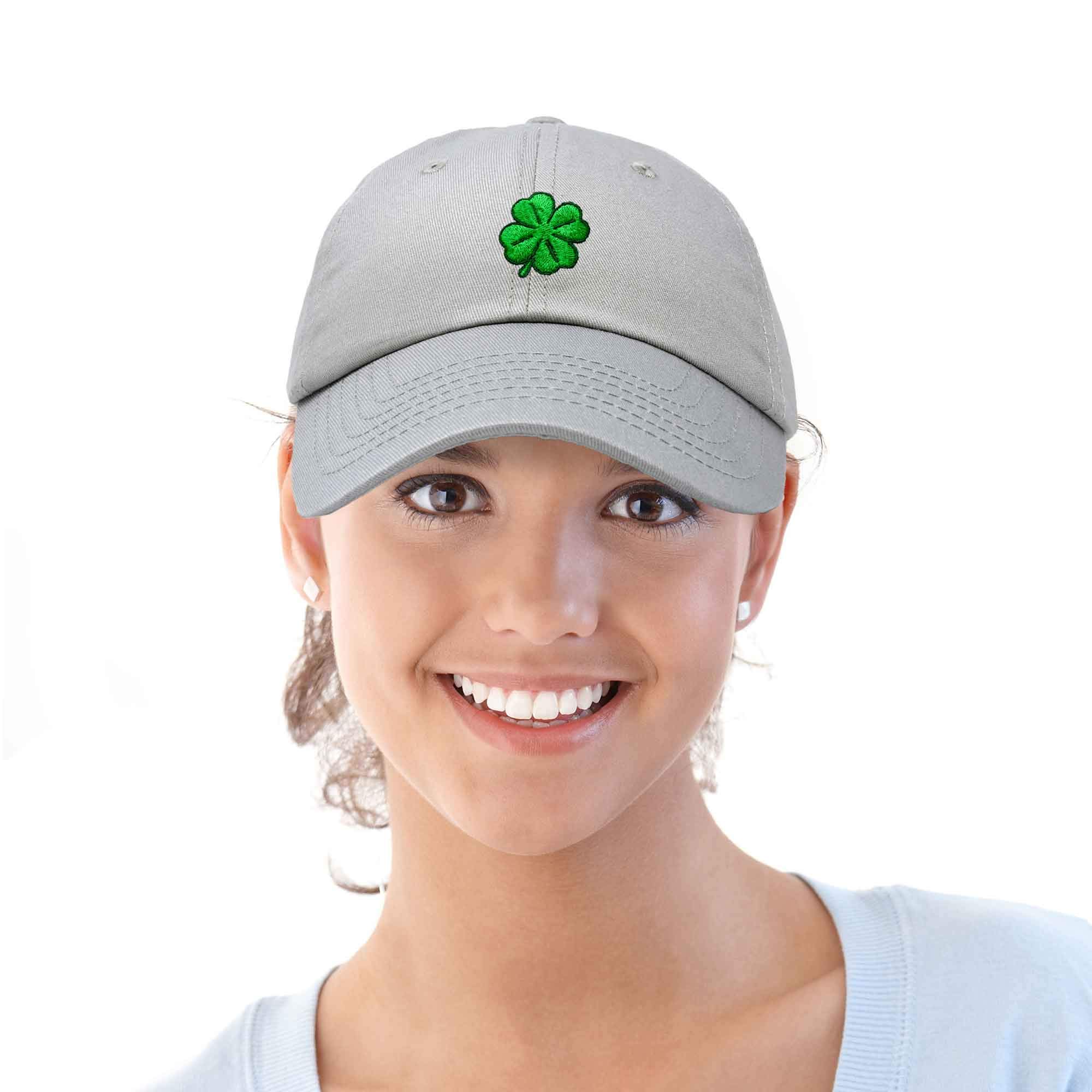 DALIX Four Leaf Clover Hat Baseball Cap St. Patrick's Day Cotton Caps Gray