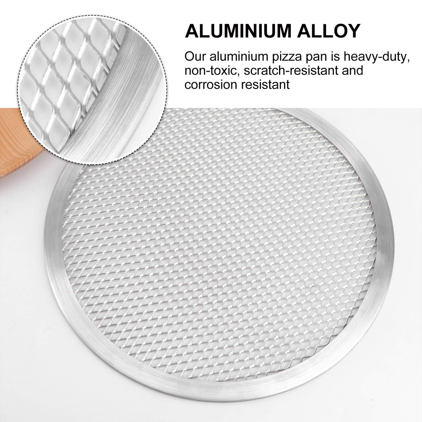 DOITOOL Pizza Screen 16 Inch- Non- stick Aluminium Alloy Pizza Pan for Oven- Food Grade Seamless Round Pizza Mesh Pizza Tray Baking Screen for Home Kitchen Restaurant ( Silver )