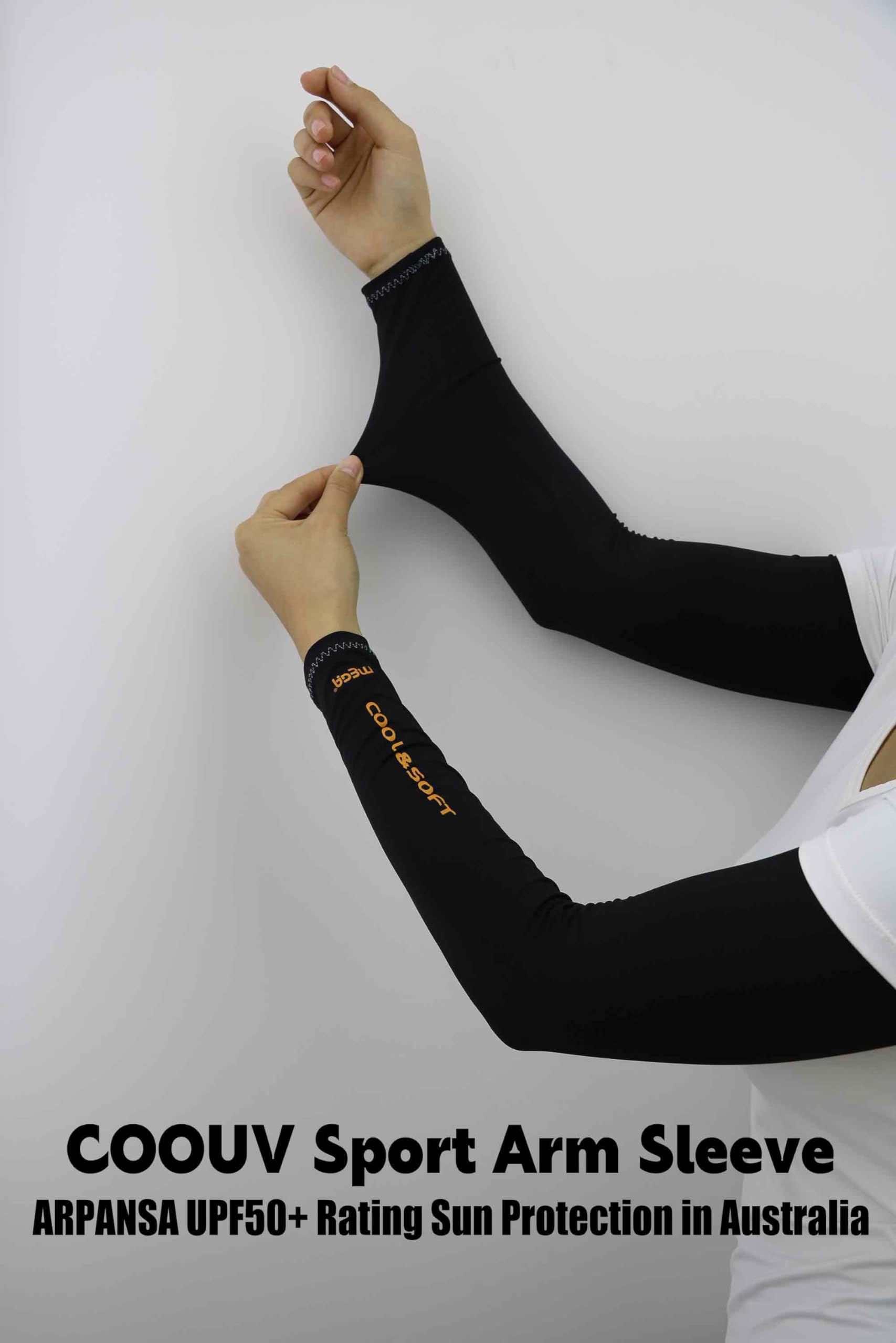 COOUV Ultrathin Cooling Ice Silk UV Sun Protection UPF50+ Thumb Hole Arm Sleeves Compression Hand Cover Palm Lightweight (Black Flame)