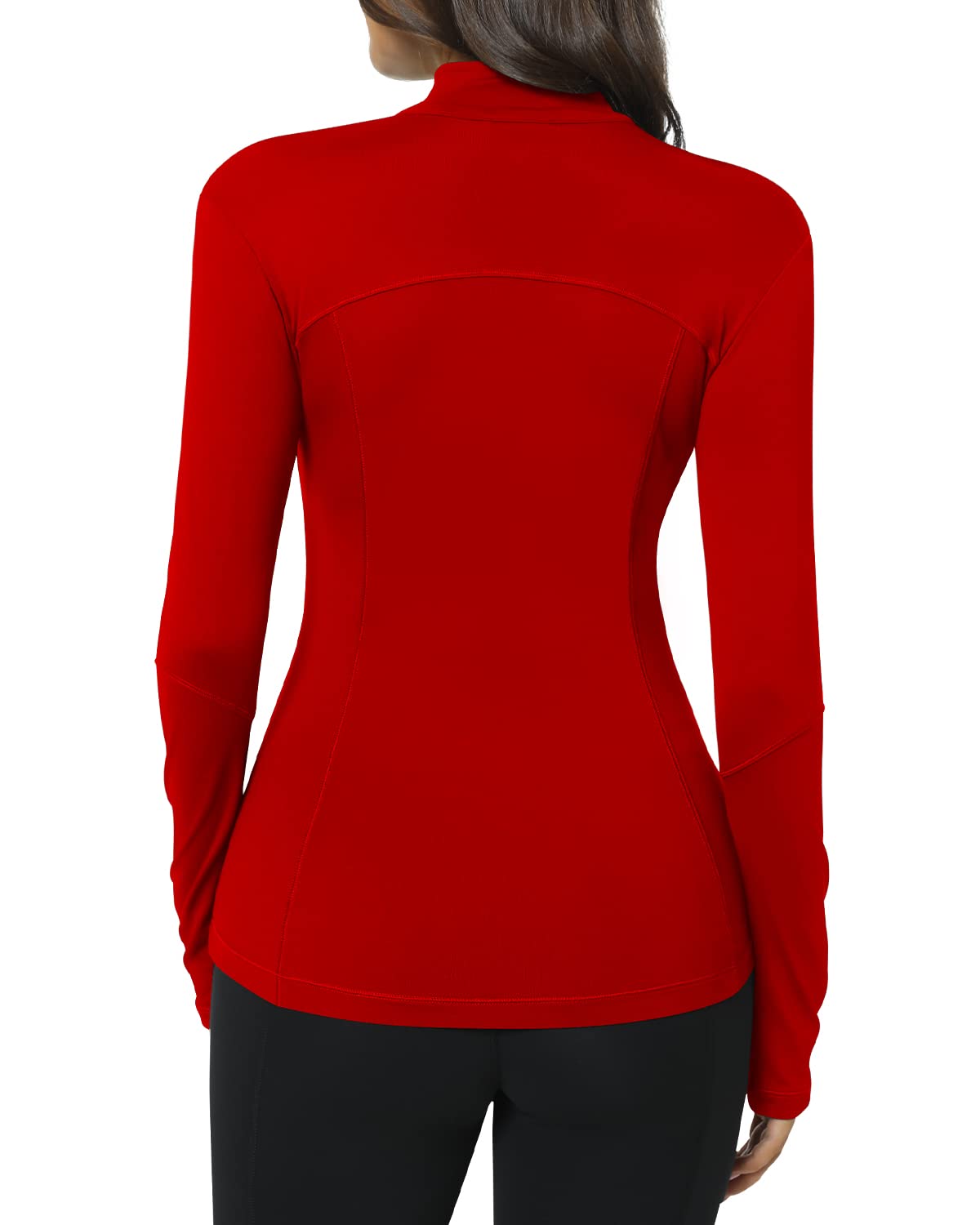 colorskin Workout Jackets for Women Full Zip Athletic Running Track Jacket with Pockets Slim Fit Yoga Jacket with Thumb Holes(Gright Red,Medium)