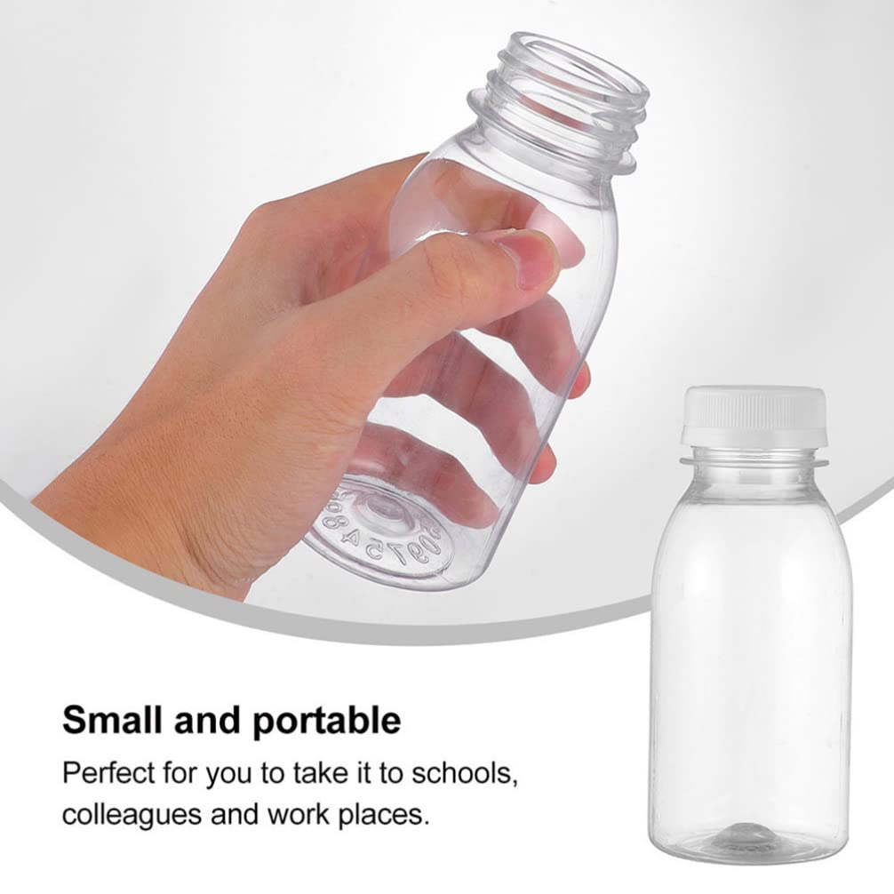 DOITOOL Plastic Juice Bottles with Caps - 15Pcs Reusable Juice Containers with Lids for Fridge - Clear Refillable Water Bottles Smoothie Bottle for Homemade Juices, Milk, Tea(100ml/3.4oz