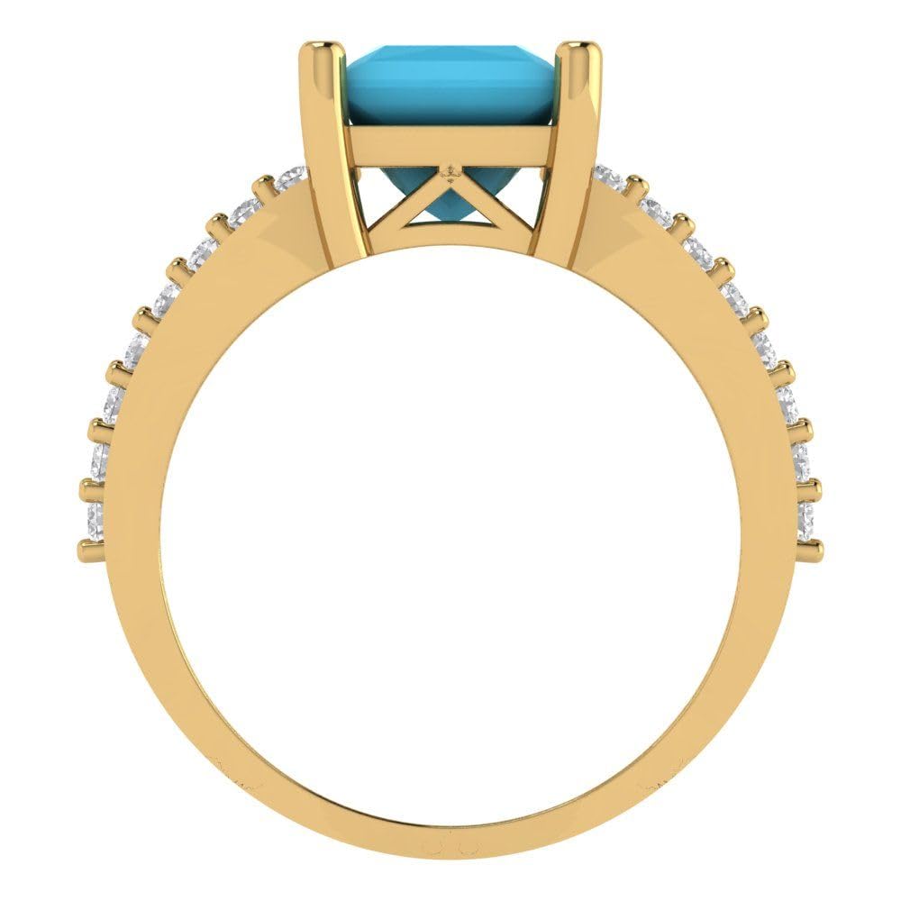 Clara Pucci 2.42 ct Princess Cut Solitaire VVS1 Blue Turquoise Designer Anniversary Bridal Engagement Ring 14k Yellow Gold 6.5