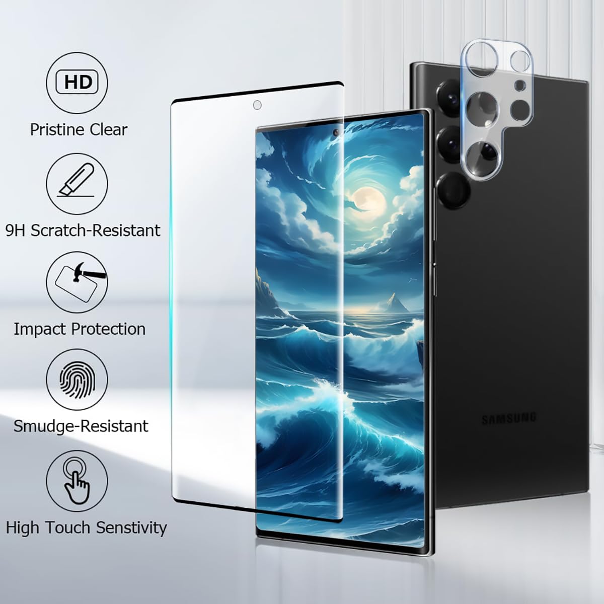 Cutebe Crystal Phone Case for iPhone 13(2021)/iPhone 14(2022) 6.1", Cute Protective Cover with 9H Temper Glass Screen Protector + HD Temper Camera Lens Protector for Women, Girls