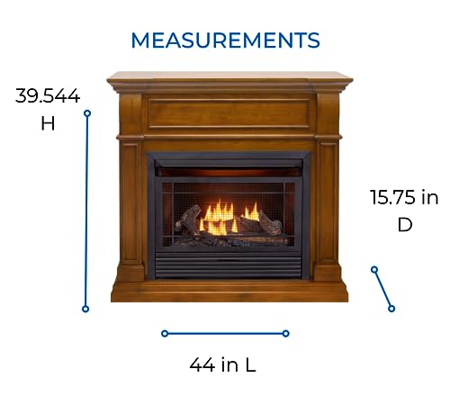 Duluth Forge Dual Fuel Ventless Gas Fireplace System with Mantle, Remote Control, 5 Fire Logs, Use with Natural Gas or Liquid Propane, 26000 BTU, Heats up to 1350 Sq. Ft., Apple Spice